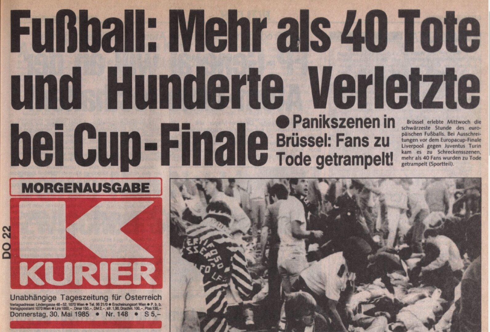 40 Jahre danach: Die Katastrophe im Heysel-Stadion und ihre Folgen | Kurier
