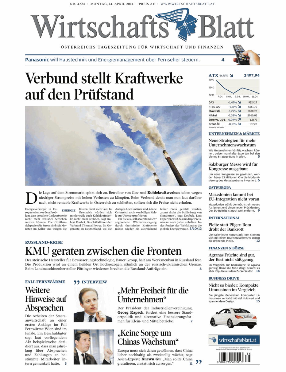 Titelseiten vom 14.04.2014 | Kurier