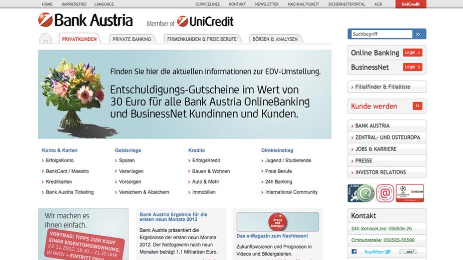 Das Online-Banking der Bank Austria | Kurier