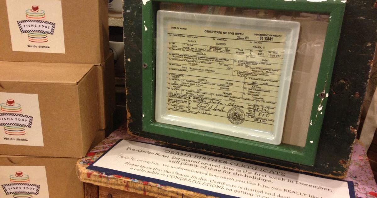 Obamas Geburtsurkunde als Tablett
