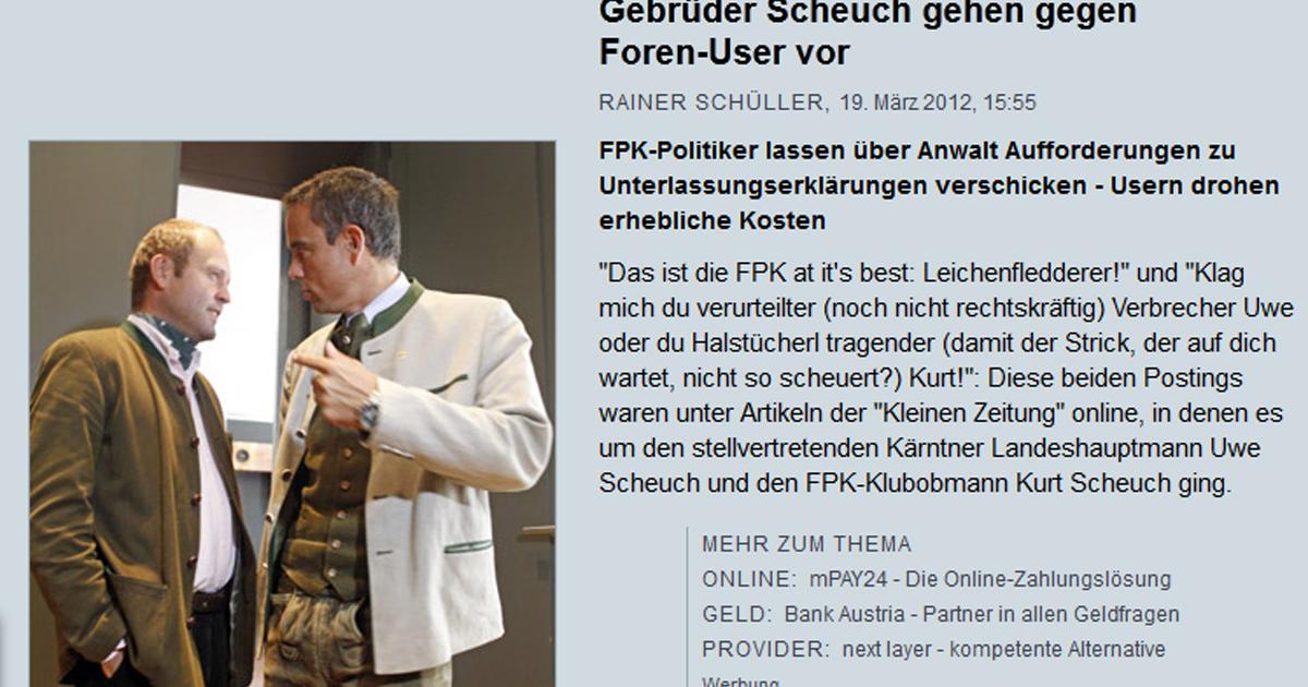 "derstandard.at" muss Kurt Scheuch keine Userdaten preisgeben | Kurier