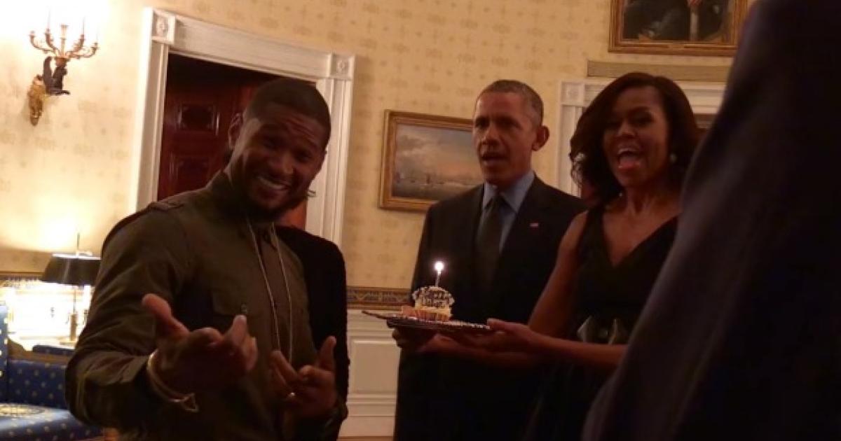 Obamas singen Usher ein Ständchen